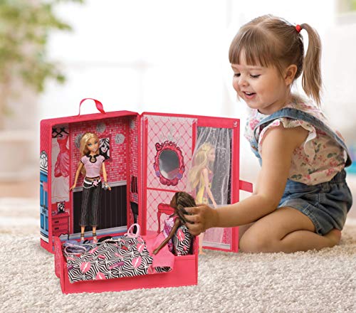 Badger Basket Home & Go Dollhouse Playset Travel & Storage Case with Pop-up Bed for 12 inch Fashion Dolls