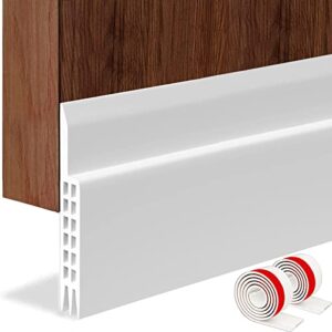 [new upgrade] huge gap door draft stopper, 3-2/5"w widened door sweep seal gap up to 1-4/5" for interior & exterior doors - keeping draft, noise, dust and unwanted animals out,3-2/5"w x 39" l,white