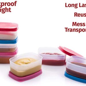 Reusable Airtight Food Containers pk. of 6-3 oz. for Snacks, Baby/Toddler Food/Puree, Condiments, Picnics Food Prep, Lunch, Plastic Food Storage Containers–Dishwasher, Microwave, Freezer Safe BPA free