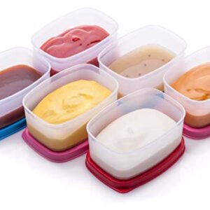 Reusable Airtight Food Containers pk. of 6-3 oz. for Snacks, Baby/Toddler Food/Puree, Condiments, Picnics Food Prep, Lunch, Plastic Food Storage Containers–Dishwasher, Microwave, Freezer Safe BPA free