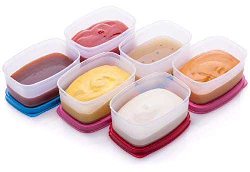 Reusable Airtight Food Containers pk. of 6-3 oz. for Snacks, Baby/Toddler Food/Puree, Condiments, Picnics Food Prep, Lunch, Plastic Food Storage Containers–Dishwasher, Microwave, Freezer Safe BPA free