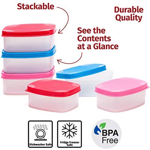 Reusable Airtight Food Containers pk. of 6-3 oz. for Snacks, Baby/Toddler Food/Puree, Condiments, Picnics Food Prep, Lunch, Plastic Food Storage Containers–Dishwasher, Microwave, Freezer Safe BPA free