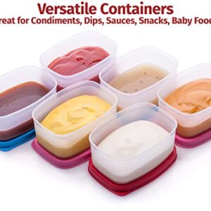 Reusable Airtight Food Containers pk. of 6-3 oz. for Snacks, Baby/Toddler Food/Puree, Condiments, Picnics Food Prep, Lunch, Plastic Food Storage Containers–Dishwasher, Microwave, Freezer Safe BPA free