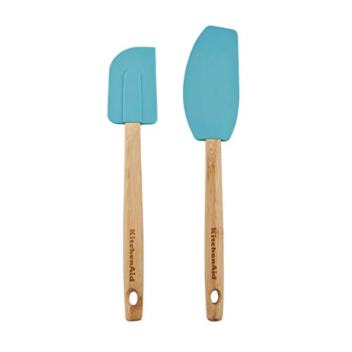 KitchenAid Classic Bamboo Spatula Set, set of 2, Aqua Sky