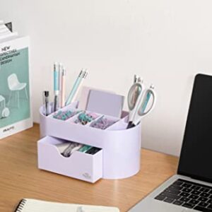 Acrylic Desk Organizer for Office Supplies and Accessories Pen Holder Office Organization Desktop Organizer for Room College Dorm Home School, Light Purple (White Lavender)