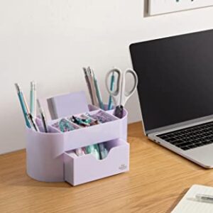 Acrylic Desk Organizer for Office Supplies and Accessories Pen Holder Office Organization Desktop Organizer for Room College Dorm Home School, Light Purple (White Lavender)