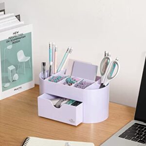 Acrylic Desk Organizer for Office Supplies and Accessories Pen Holder Office Organization Desktop Organizer for Room College Dorm Home School, Light Purple (White Lavender)