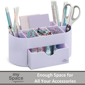 Acrylic Desk Organizer for Office Supplies and Accessories Pen Holder Office Organization Desktop Organizer for Room College Dorm Home School, Light Purple (White Lavender)