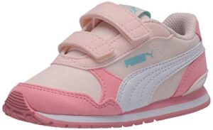 puma girls st runner 2 hook and loop sneaker, rosewater-peony-puma white, 10 toddler us