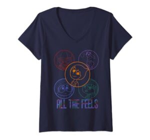 disney pixar inside out all the feels group shot v-neck t-shirt