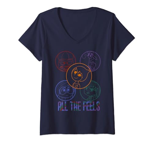 Disney Pixar Inside Out All The Feels Group Shot V-Neck T-Shirt