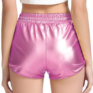 Girls Metallic Shorts Shiny Sparkly Dance Hot Pants Pink Spandex Outfits 10 11