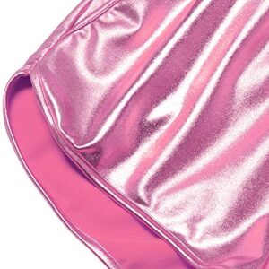 Girls Metallic Shorts Shiny Sparkly Dance Hot Pants Pink Spandex Outfits 10 11