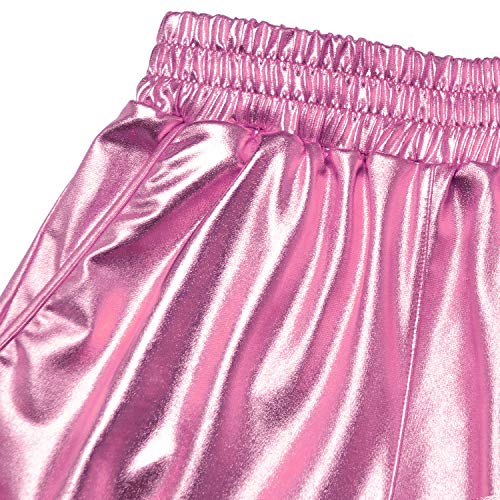 Girls Metallic Shorts Shiny Sparkly Dance Hot Pants Pink Spandex Outfits 10 11