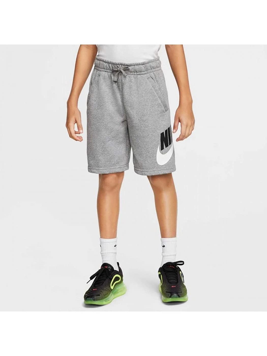 Nike Boy's Sportswear Club + HBR Fleece Shorts (Big Kids) Carbon Heather/Smoke Grey MD (10-12 Big Kid)