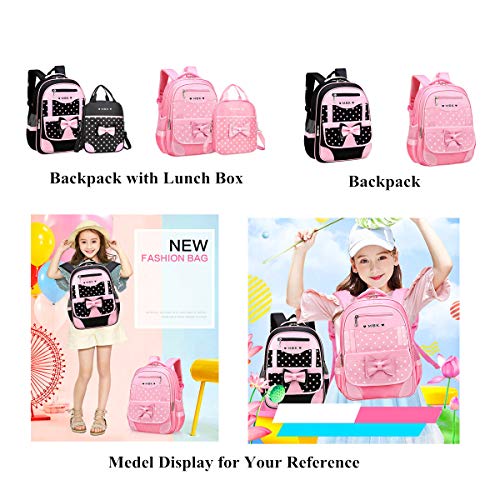 VIDOSCLA School Bags for Girls,2Pcs Bowknot Students Backpack,Elementary Princess Bookbag Sets for School