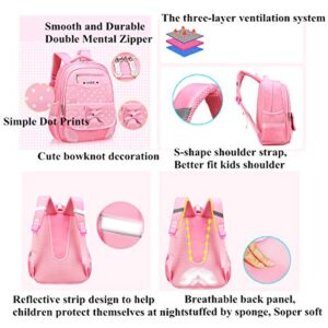 VIDOSCLA School Bags for Girls,2Pcs Bowknot Students Backpack,Elementary Princess Bookbag Sets for School