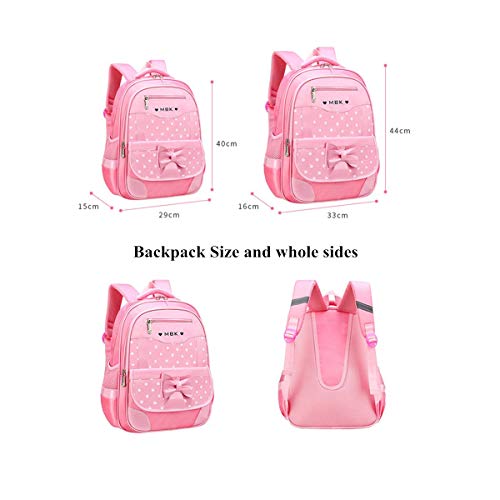 VIDOSCLA School Bags for Girls,2Pcs Bowknot Students Backpack,Elementary Princess Bookbag Sets for School