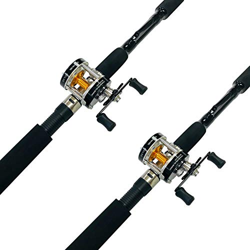 EatMyTackle Sabiki Rig Fishing Rod and Baitcaster Reel Combo (7 ft. 2 Pack)