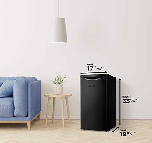 Danby Contemporary Classic DAR033A6BDB-6 3.3 Cu.Ft. Mini Fridge, Compact Countertop Refrigerator for Bedroom, Living Room, Kitchen, Office, Desk, E-Star Rated in Matte Black