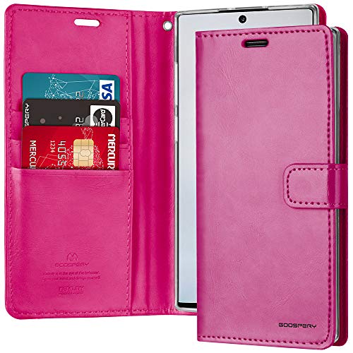 GOOSPERY Blue Moon Wallet for Samsung Galaxy Note 10 Plus Case (2019) Leather Stand Flip Cover (Hot Pink)