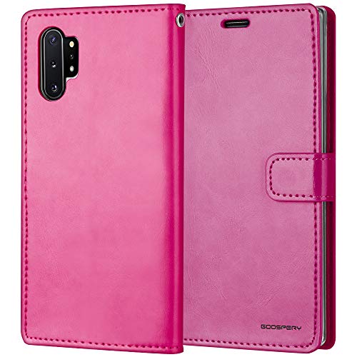 GOOSPERY Blue Moon Wallet for Samsung Galaxy Note 10 Plus Case (2019) Leather Stand Flip Cover (Hot Pink)