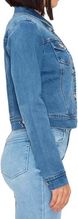 Wax Women's Basic Button Down Denim Jean Jacket, Medium Denim, Medium