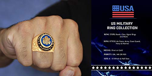 US Jewels Customizable Men's 0.925 Sterling Silver United States Marine Corps Military Solid Back Ring (Size 9)