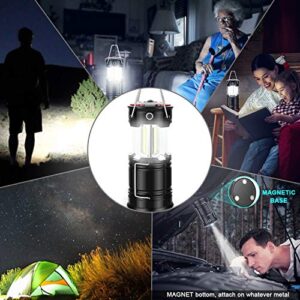 2 Pack Camping Lanterns Camping Accessories USB Rechargeable and Battery Powered 2-in-1 LED Lanterns, Hurricane Lights with Flashlight and Magnet Base for Camping, Hiking, Emergency, Outage