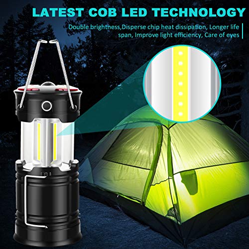 2 Pack Camping Lanterns Camping Accessories USB Rechargeable and Battery Powered 2-in-1 LED Lanterns, Hurricane Lights with Flashlight and Magnet Base for Camping, Hiking, Emergency, Outage