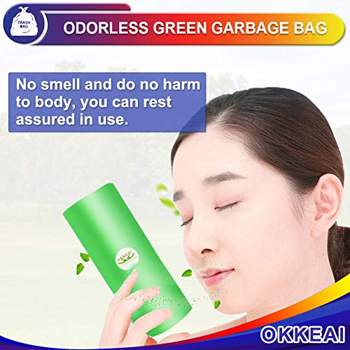 OKKEAI 3 Gallon Small Trash Bags 100 Counts Small Trash Can Liners Garbage Bags Mini 10L Wastebasket Bin Liners Bags for Bathroom Kitchen Bedroom Living Room Office,Green