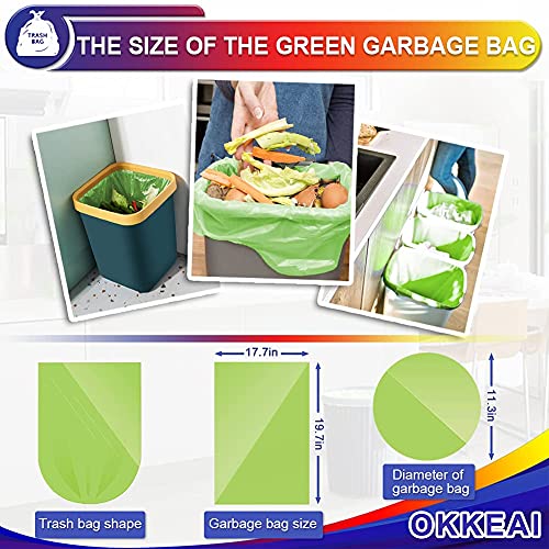 OKKEAI 3 Gallon Small Trash Bags 100 Counts Small Trash Can Liners Garbage Bags Mini 10L Wastebasket Bin Liners Bags for Bathroom Kitchen Bedroom Living Room Office,Green