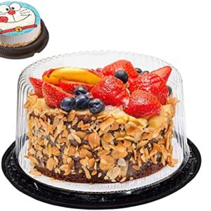 Fnoko 8 Inch Plastic Cake Container with Clear Dome Lid 7 Inch Round Cake Boards - Cake Holder with Lid is for Cake Supplies, 10 Pack of Each (8 inch)