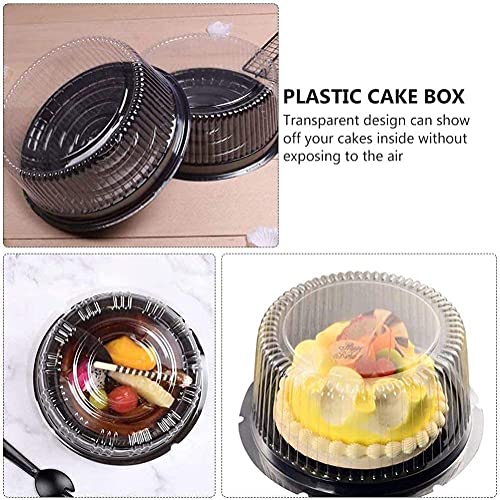 Fnoko 8 Inch Plastic Cake Container with Clear Dome Lid 7 Inch Round Cake Boards - Cake Holder with Lid is for Cake Supplies, 10 Pack of Each (8 inch)