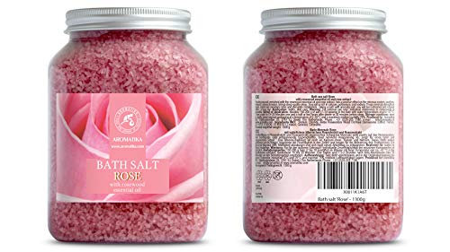 Rose Bath Salts 46 Oz - Natural Rosewood Oil & Rose Extract - Best for Relaxing - Good Sleep - Beauty - Bathing - Body Care - Wellness - Relax - Aromatherapy - Spa