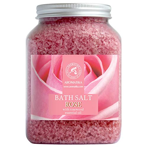 Rose Bath Salts 46 Oz - Natural Rosewood Oil & Rose Extract - Best for Relaxing - Good Sleep - Beauty - Bathing - Body Care - Wellness - Relax - Aromatherapy - Spa