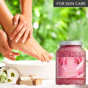 Rose Bath Salts 46 Oz - Natural Rosewood Oil & Rose Extract - Best for Relaxing - Good Sleep - Beauty - Bathing - Body Care - Wellness - Relax - Aromatherapy - Spa