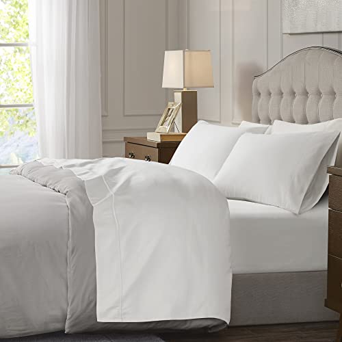 1000 Thread Count White California King Sheet Sets Deep Pocket | Fits 16"-20" Thick Mattress | Sateen Soft Cotton Grown in India, 4 PC Bed Sheets - Fitted, Flat & 2 Pillow Cases (Natural White)