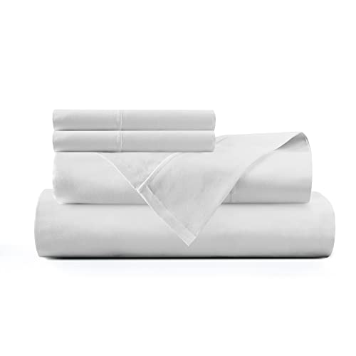 1000 Thread Count White California King Sheet Sets Deep Pocket | Fits 16"-20" Thick Mattress | Sateen Soft Cotton Grown in India, 4 PC Bed Sheets - Fitted, Flat & 2 Pillow Cases (Natural White)