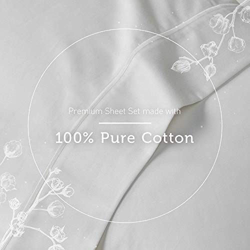 1000 Thread Count White California King Sheet Sets Deep Pocket | Fits 16"-20" Thick Mattress | Sateen Soft Cotton Grown in India, 4 PC Bed Sheets - Fitted, Flat & 2 Pillow Cases (Natural White)