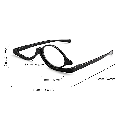 JM 2 Pairs Makeup Reading Glasses Magnifying Flip Down Cosmetic Readers for Women +4.0