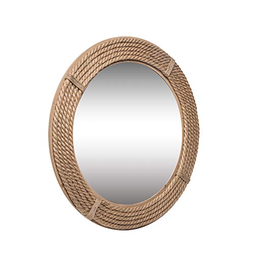 Foreside Home and Garden 23.75 inch Diameter Round Wrapped Rope Wall Mirror, Brown