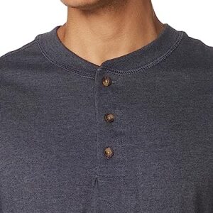 Hanes mens Beefy Long Sleeve Three-button Henley Shirt, Slate Heather, Large US