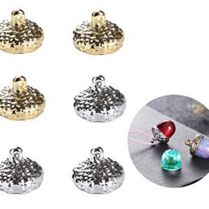 iSuperb Acorn Cap 6 Pieces Metal Acorn Bead Caps Artificial Pendant Caps Craft Caps Acorn Hats for DIY Jewelry Pendants (6 Pieces Acorn Hats)