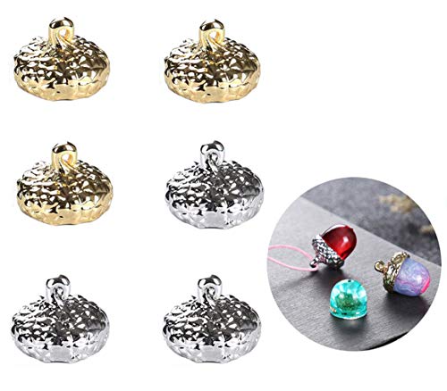 iSuperb Acorn Cap 6 Pieces Metal Acorn Bead Caps Artificial Pendant Caps Craft Caps Acorn Hats for DIY Jewelry Pendants (6 Pieces Acorn Hats)