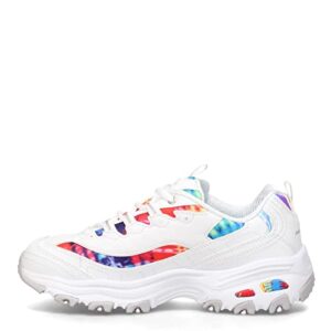 skechers womens d'lites - summer fiesta sneaker, white multi, 8 us