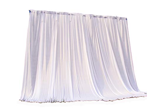 HAORUI Ice Silk Backdrop Curtain for Wedding Ceremony Photography Banquet Event Party 10ft White