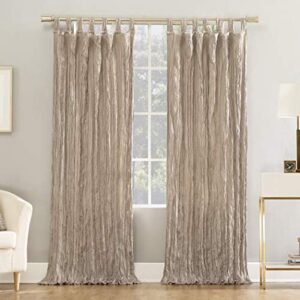 no. 918 odelia distressed velvet semi-sheer tab top curtain panel, 50" x 95", stone