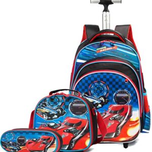 Meetbelify 3Pcs Rolling Backpack for Boys,School Backpack with Wheels for Boys