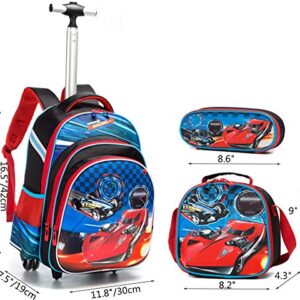 Meetbelify 3Pcs Rolling Backpack for Boys,School Backpack with Wheels for Boys